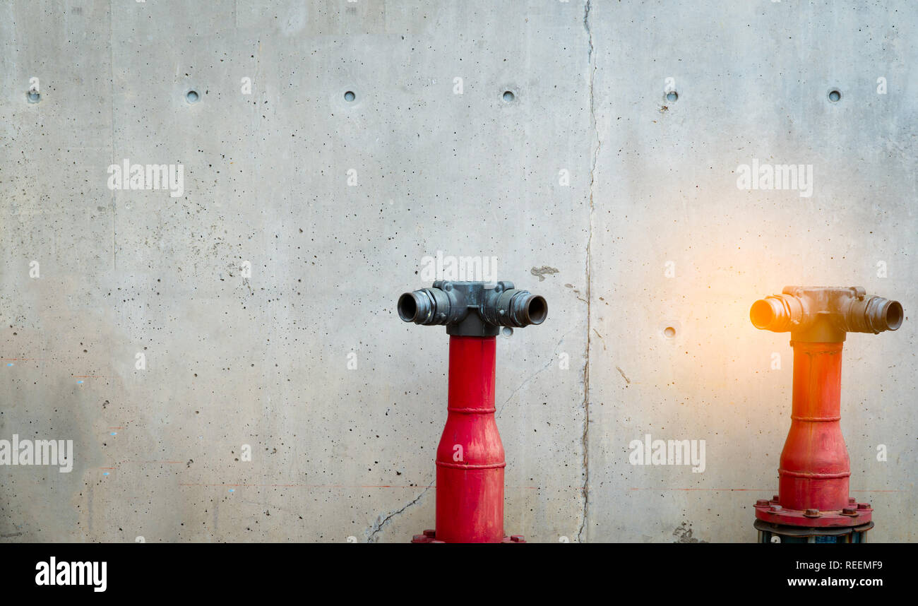 Fire safety pump on cement floor of concrete building. Deluge system of ...