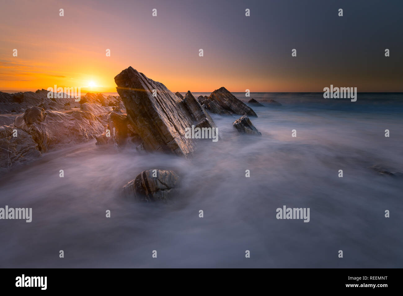 Sunset from Bidart's beach next to Biarritz at the North Basque Country ...