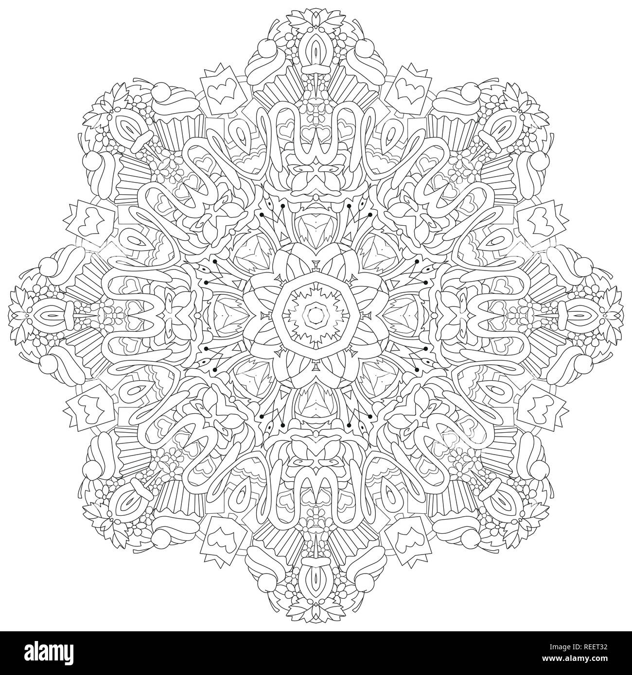 Vector Adult Coloring Book Textures. Hand-painted art design. Adult ...