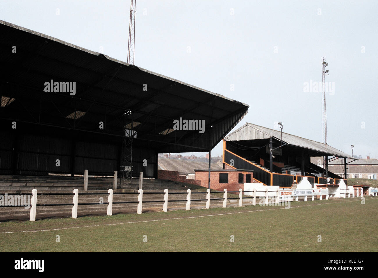 General view of Crook Town AFC Football Ground, Millfield Ground, Crook ...