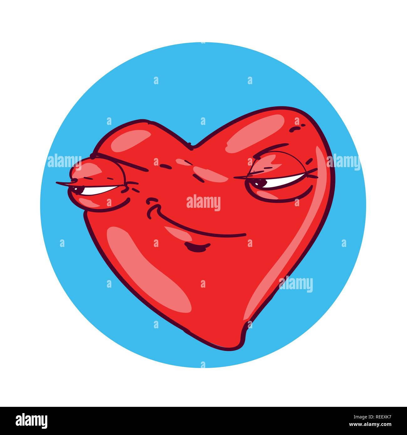 funny heart looking flirtatious cartoon style vector illustration for ...