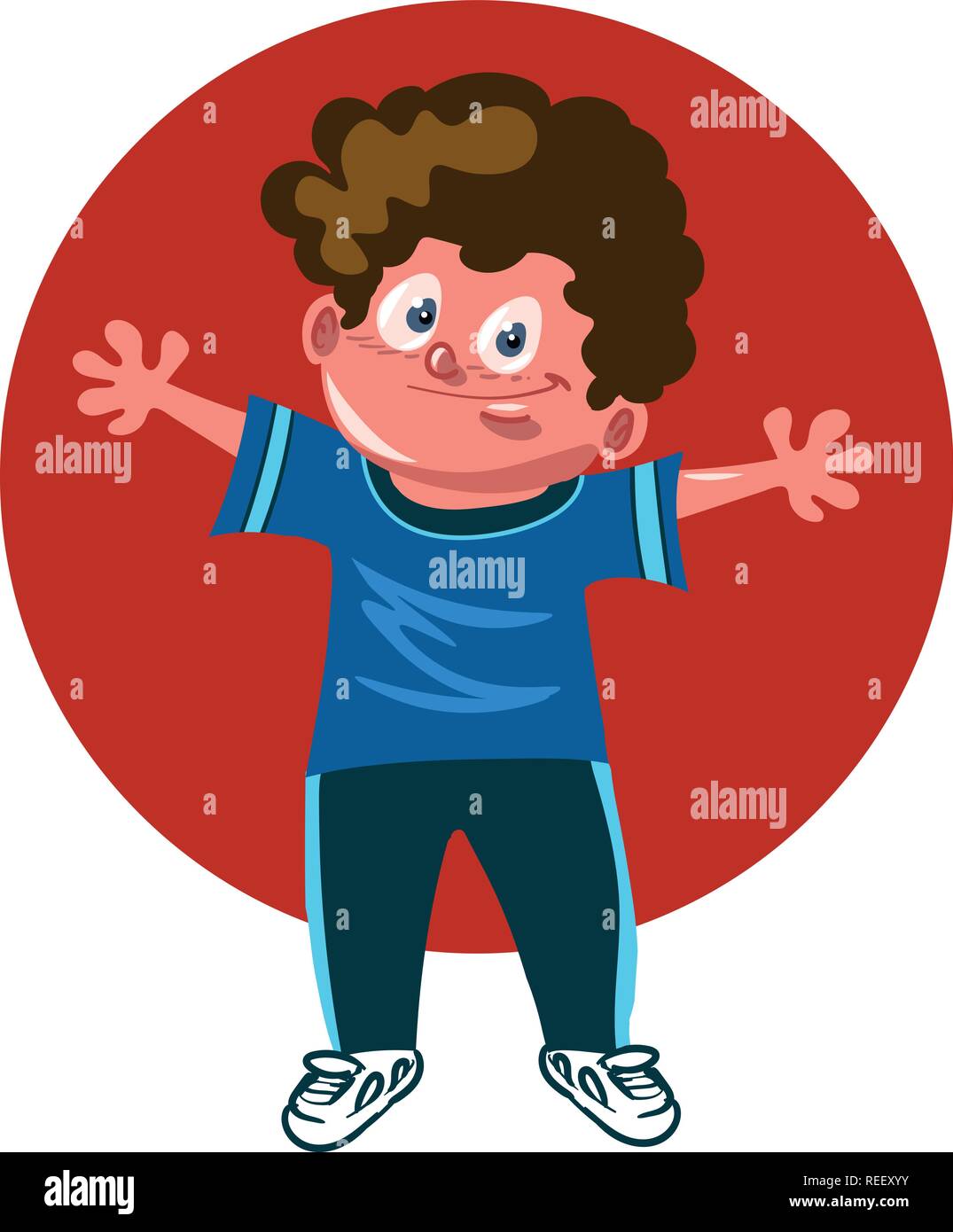 standing kid open arms cartoon style vector illustration Stock Vector ...