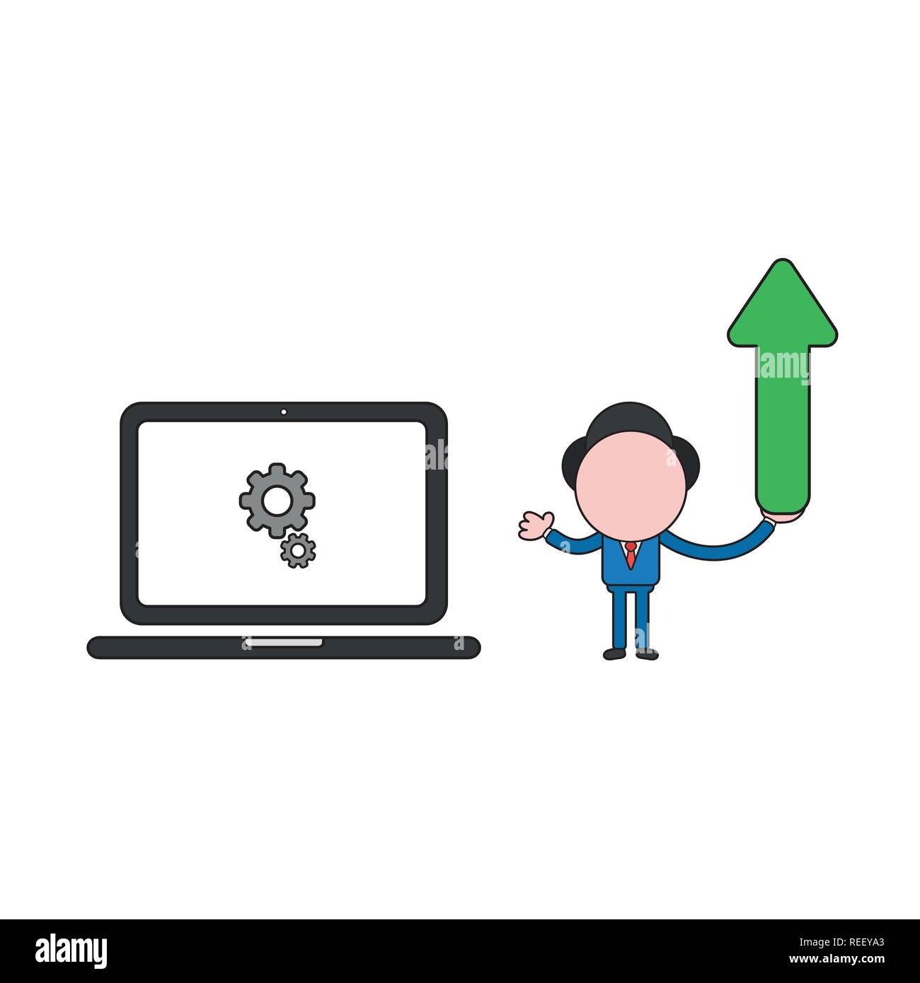 Vector illustration businessman character holding arrow moving up to ...