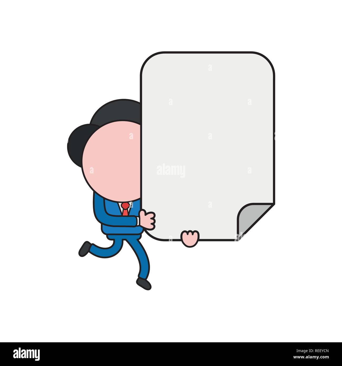 Vector illustration businessman character running and carrying blank ...