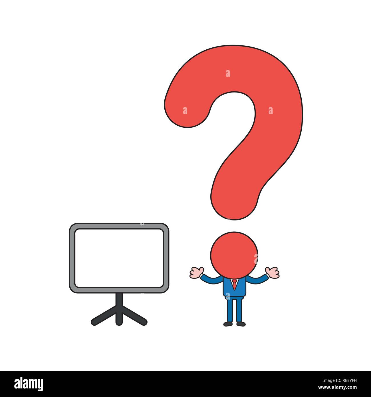 Vector illustration businessman character with blank presentation chart ...
