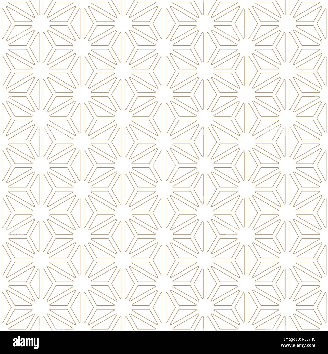 Seamless pattern based on Japanese ornament Kumiko.Golden color.Rounded ...