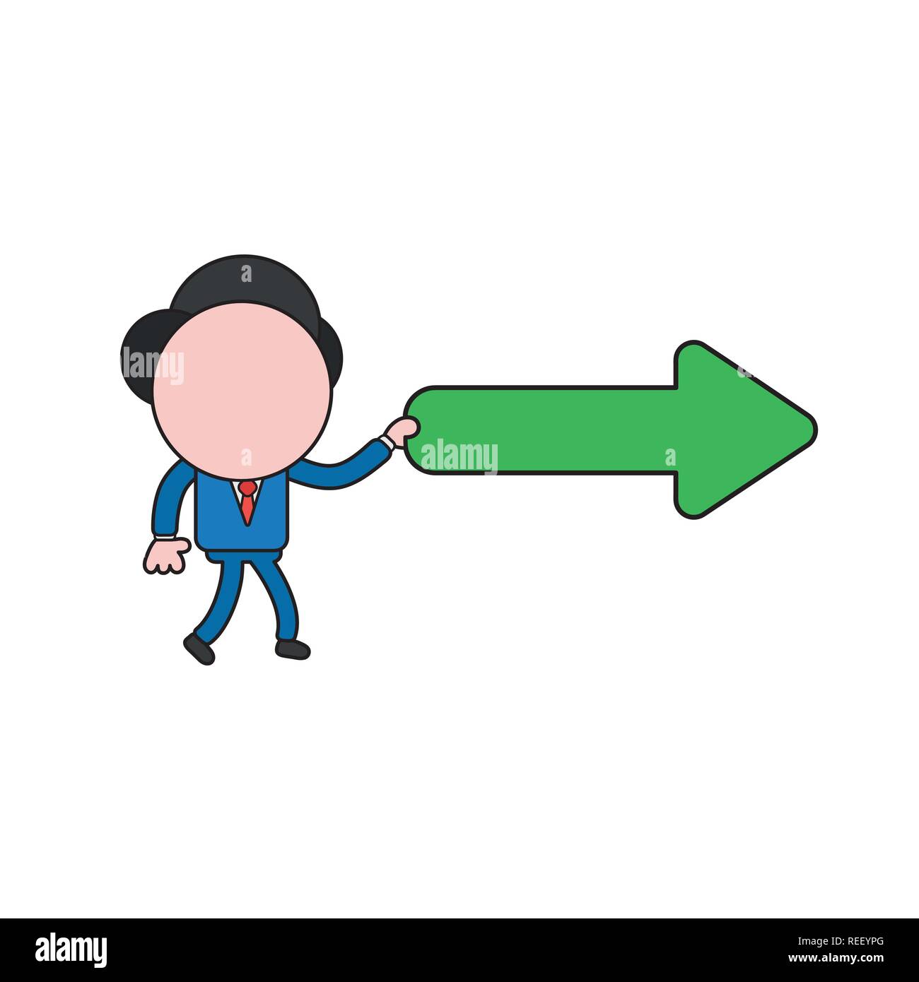 Vector illustration businessman character walking and holding arrow ...