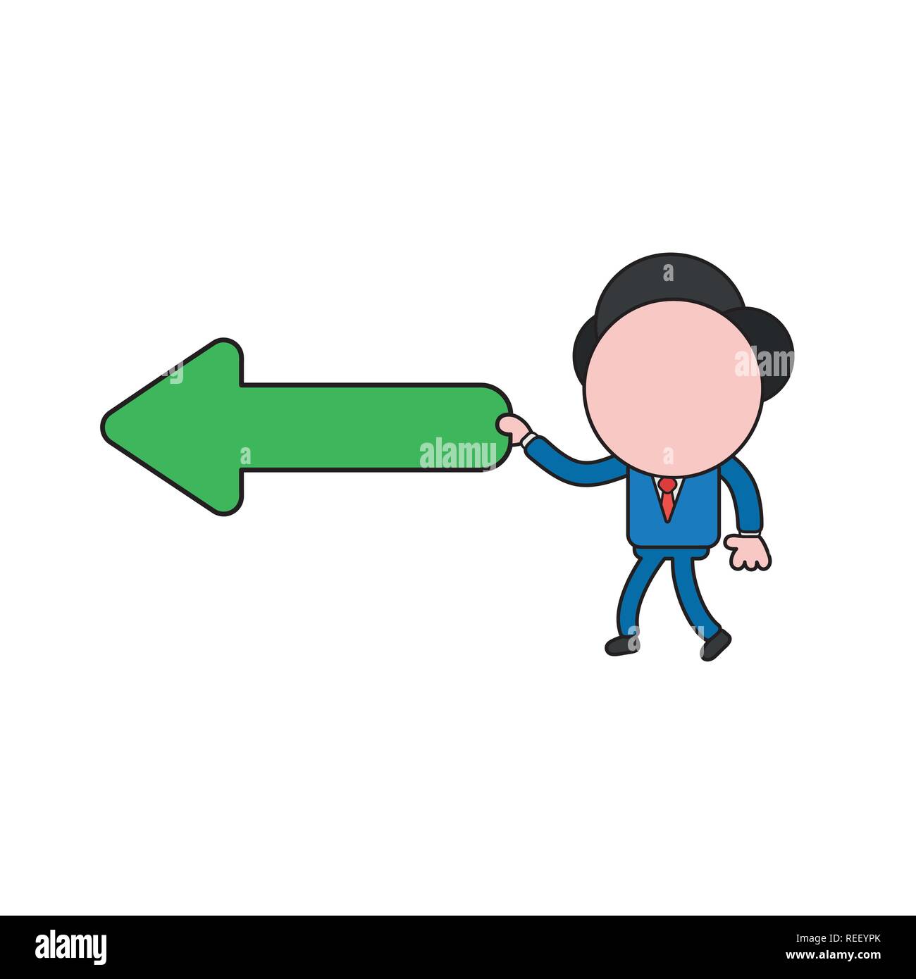 Vector illustration businessman character walking and holding arrow ...