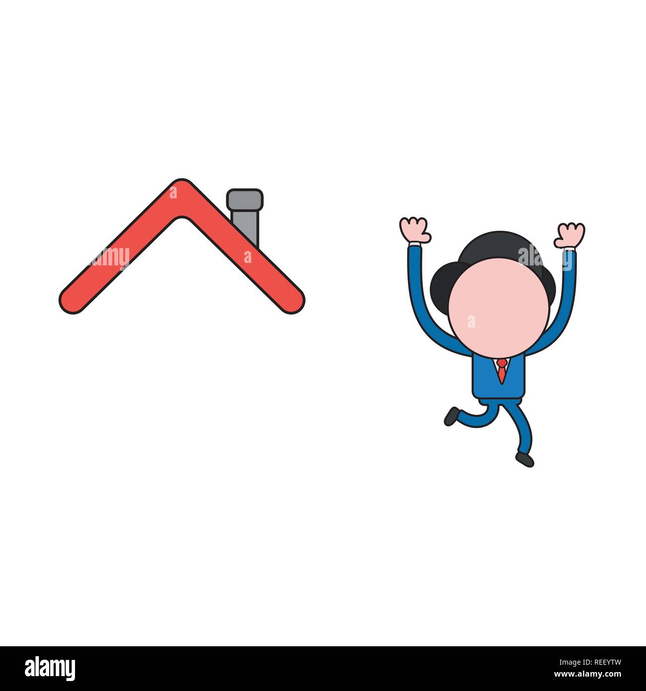 Vector illustration businessman character running away from house roof ...