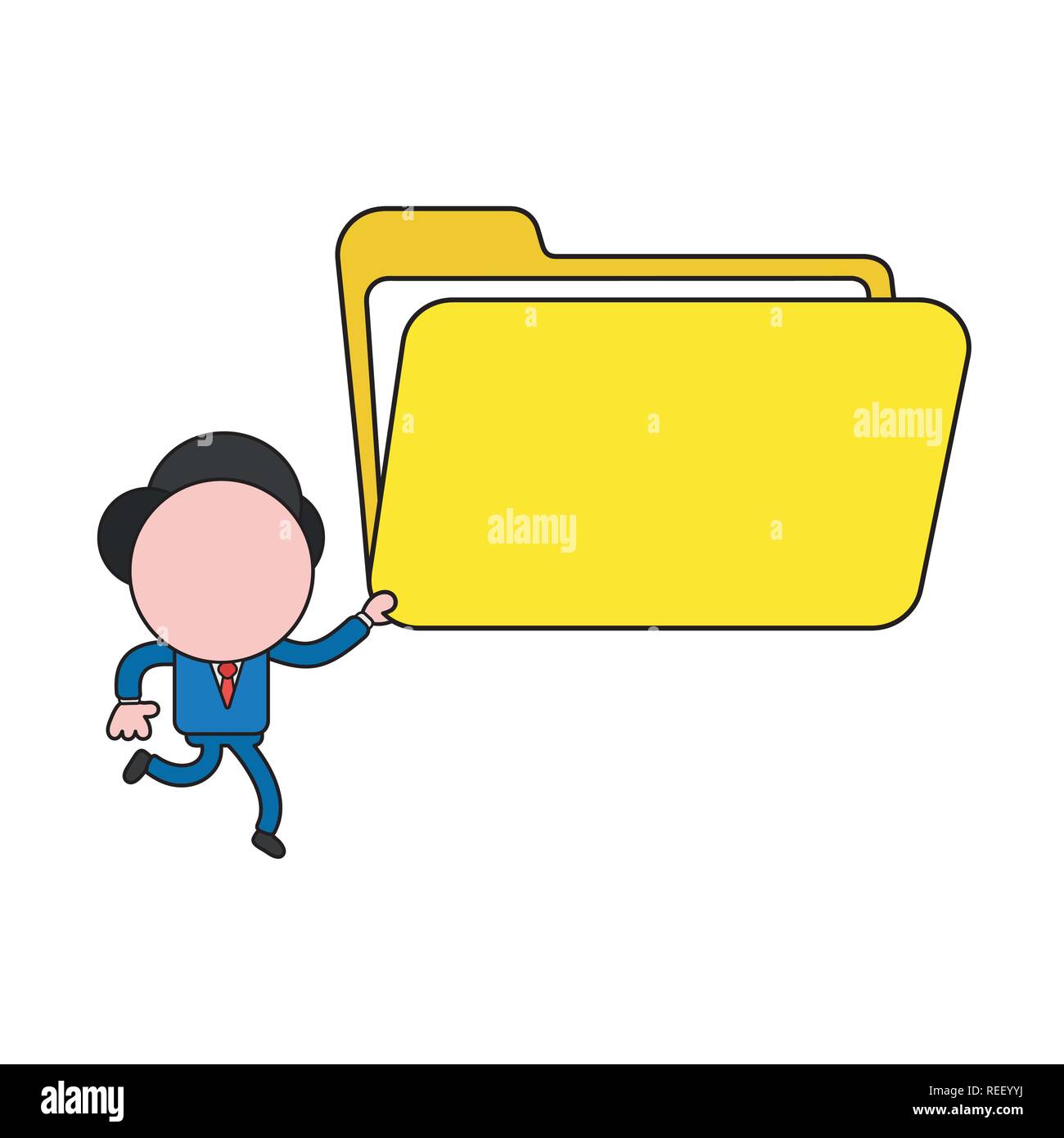Vector illustration businessman character running and holding open file ...
