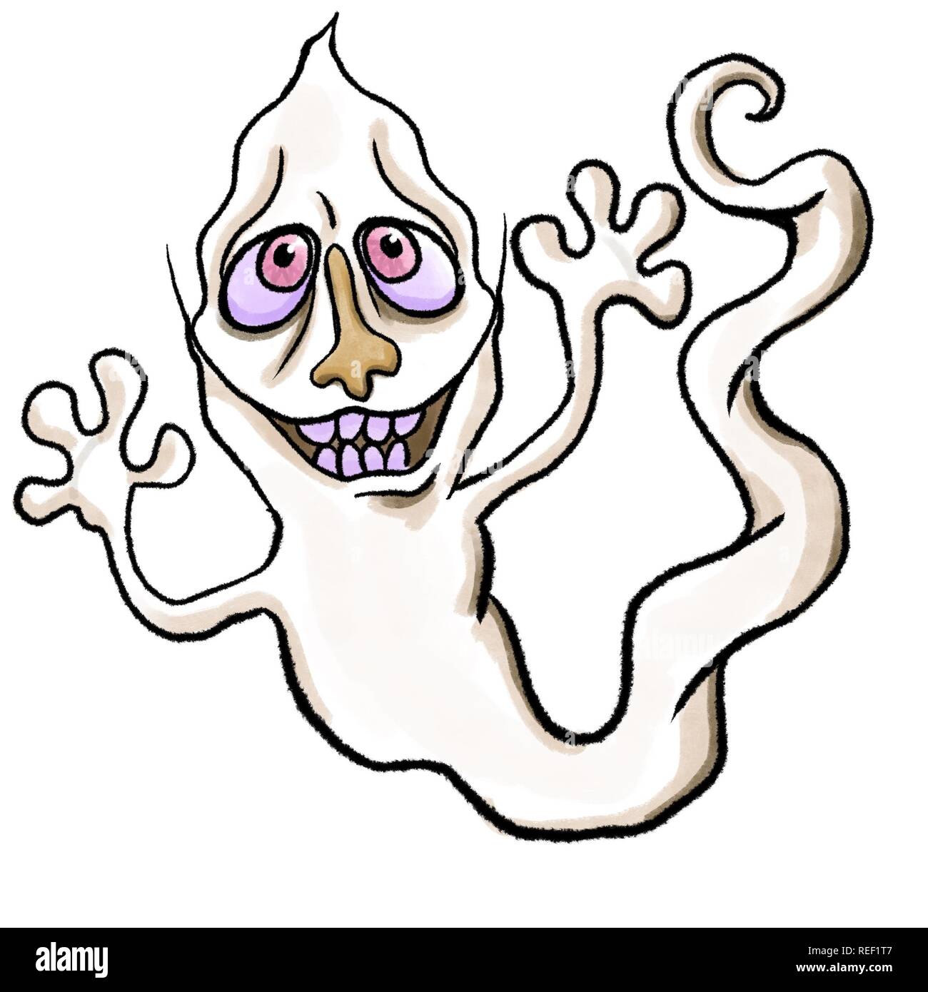 Spooky halloween ghosts illustration Stock Photo - Alamy