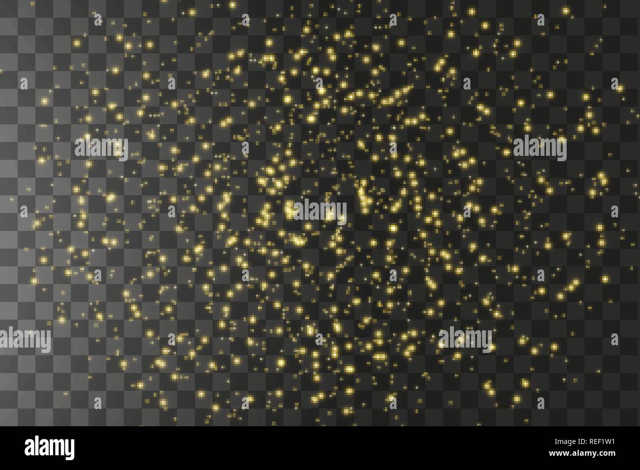 The dust is yellow. yellow sparks and golden stars shine with special ...