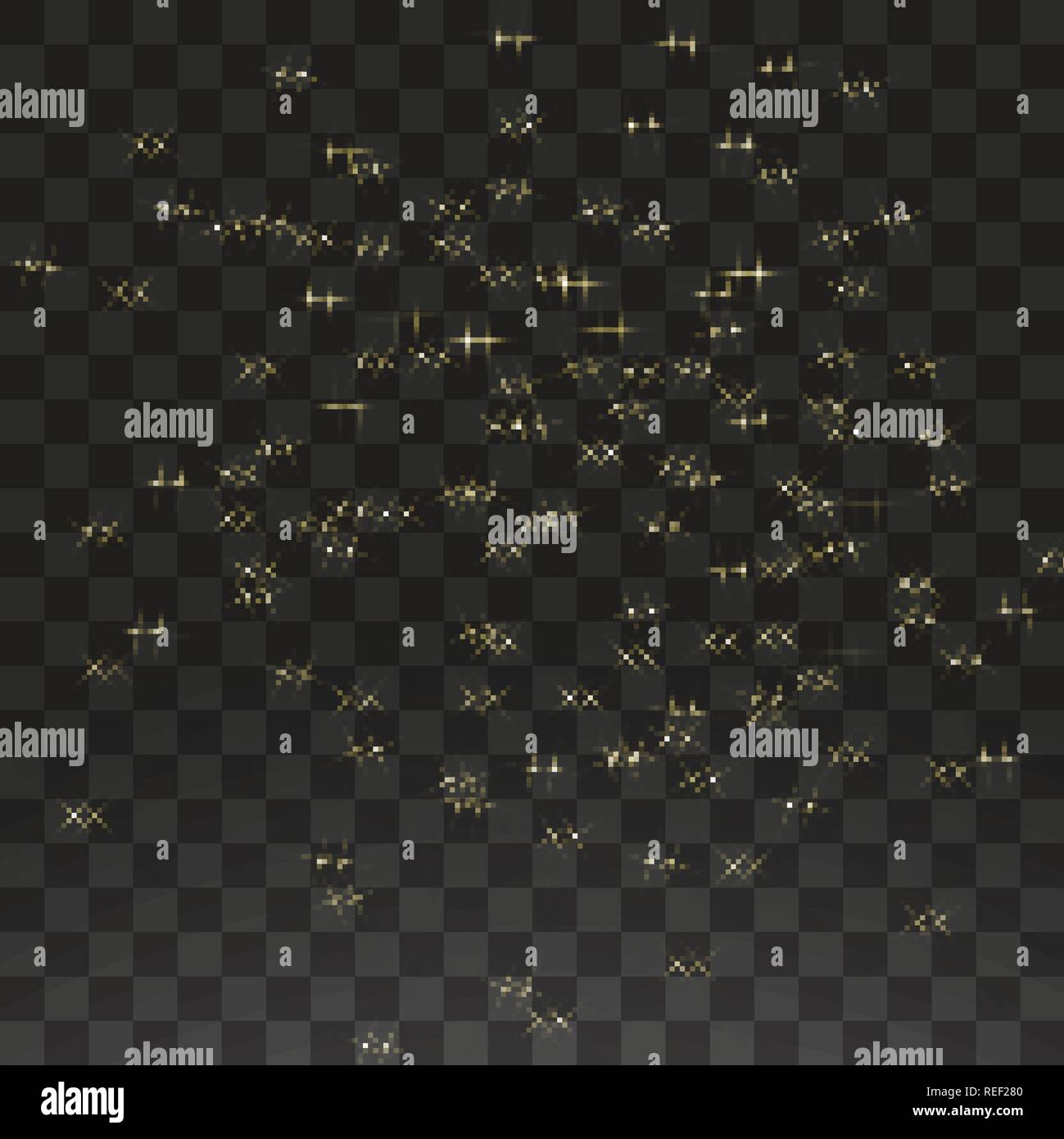 The dust is yellow. yellow sparks and golden stars shine with special ...