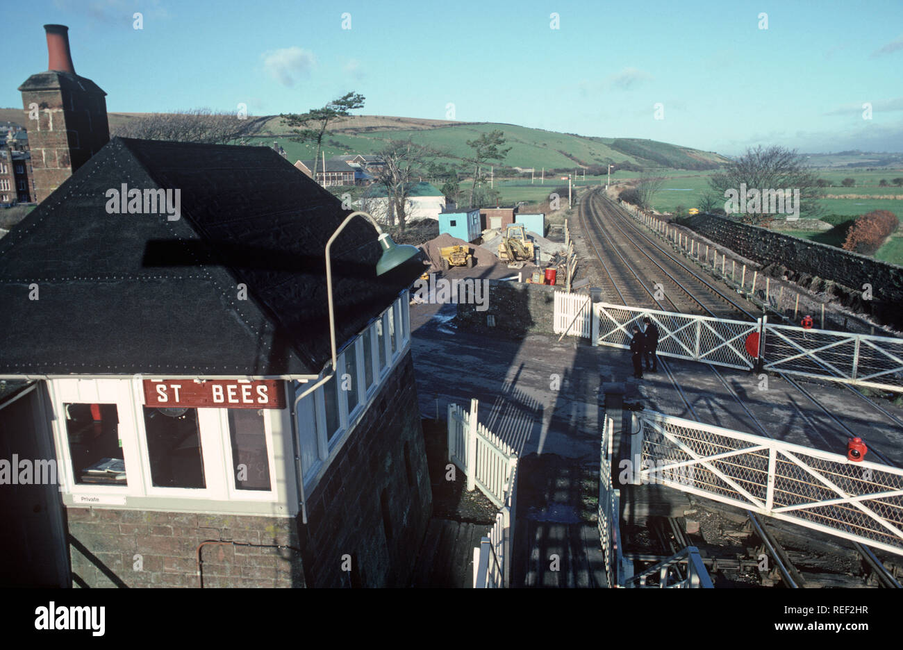St Bees railway station and level crossing on the Cumbrian Coast ...