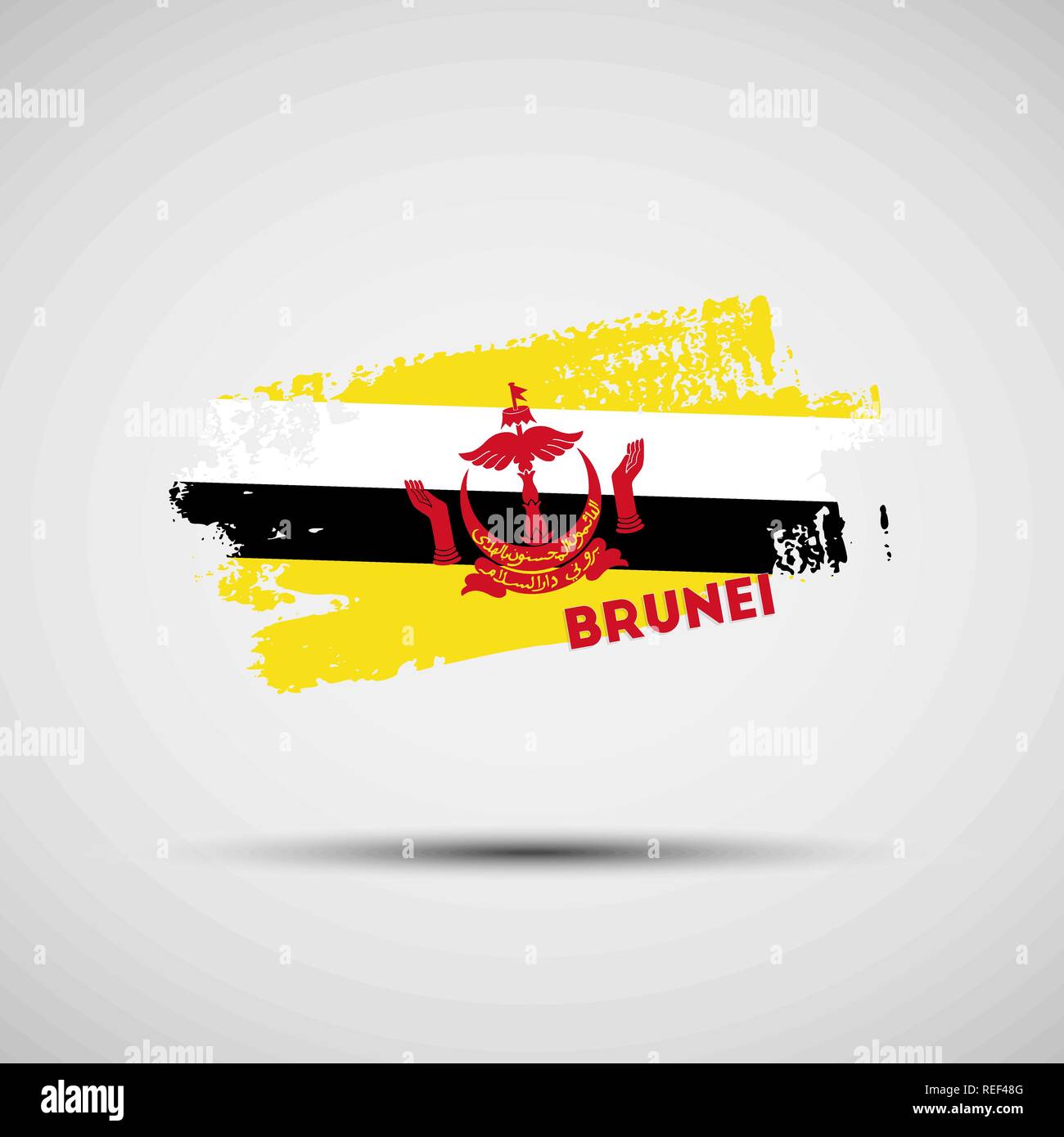 Flag of Brunei. Vector illustration of grunge brush stroke with ...