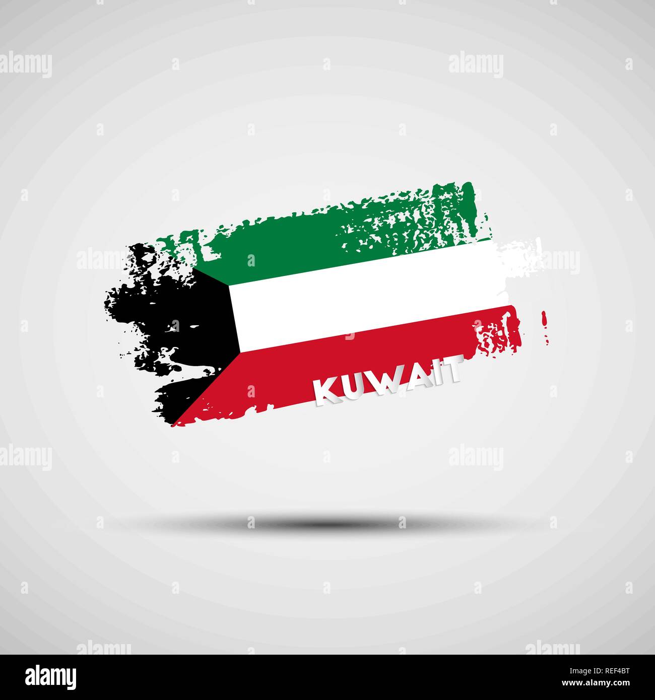 Flag of Kuwait. Vector illustration of grunge brush stroke with Kuwaiti ...