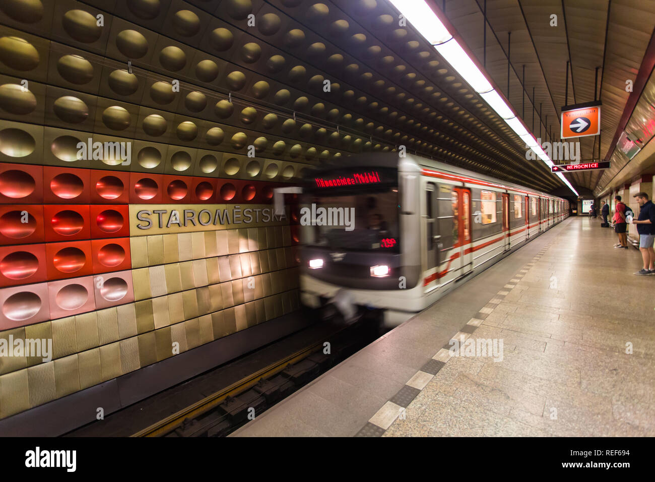 PRAGUE, CZECH REPUBLIC - JUNE 7, 2017: A metro underground station of ...
