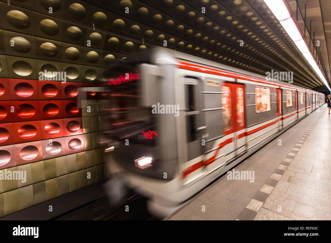PRAGUE, CZECH REPUBLIC - JUNE 7, 2017: A metro underground station of ...
