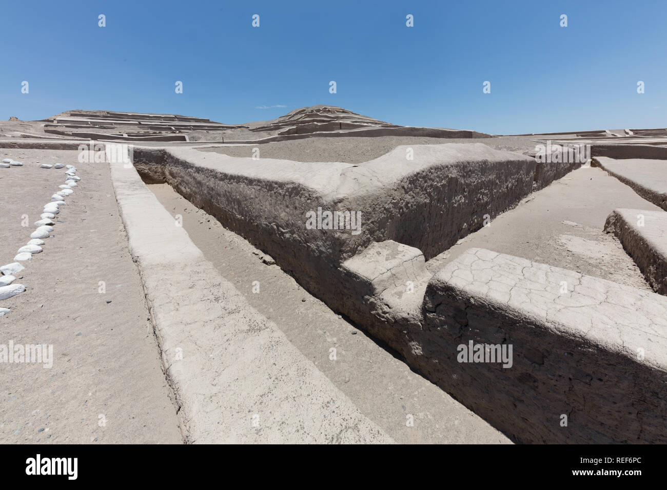 Pyramid of Cauachi, archaeological site In the Nazca region, Peru Stock ...