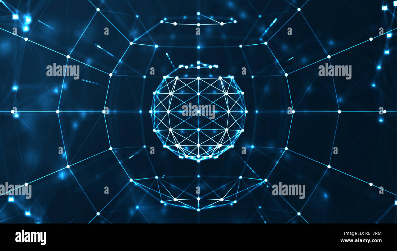Big data center concept.Futuristic spherical interface. Fractal element ...