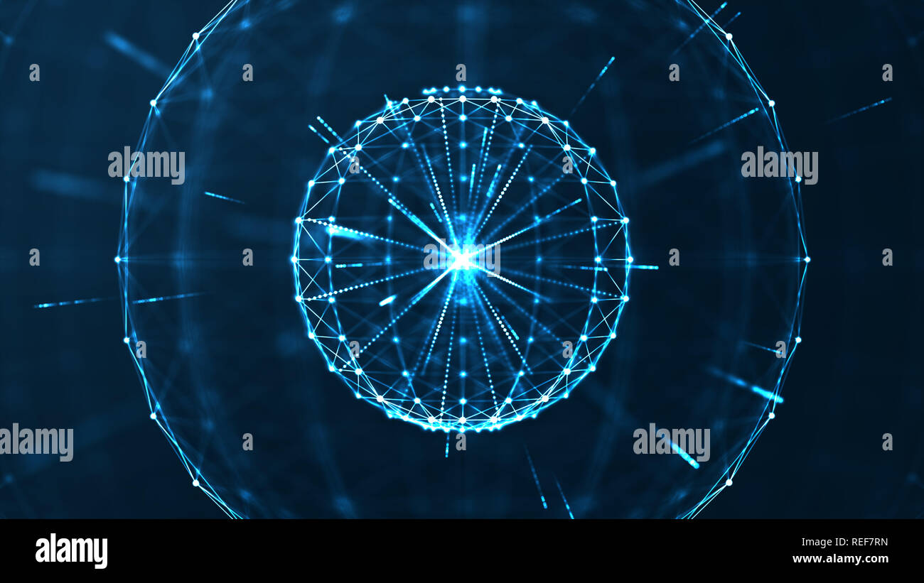Big data center concept.Futuristic spherical interface. Fractal element ...