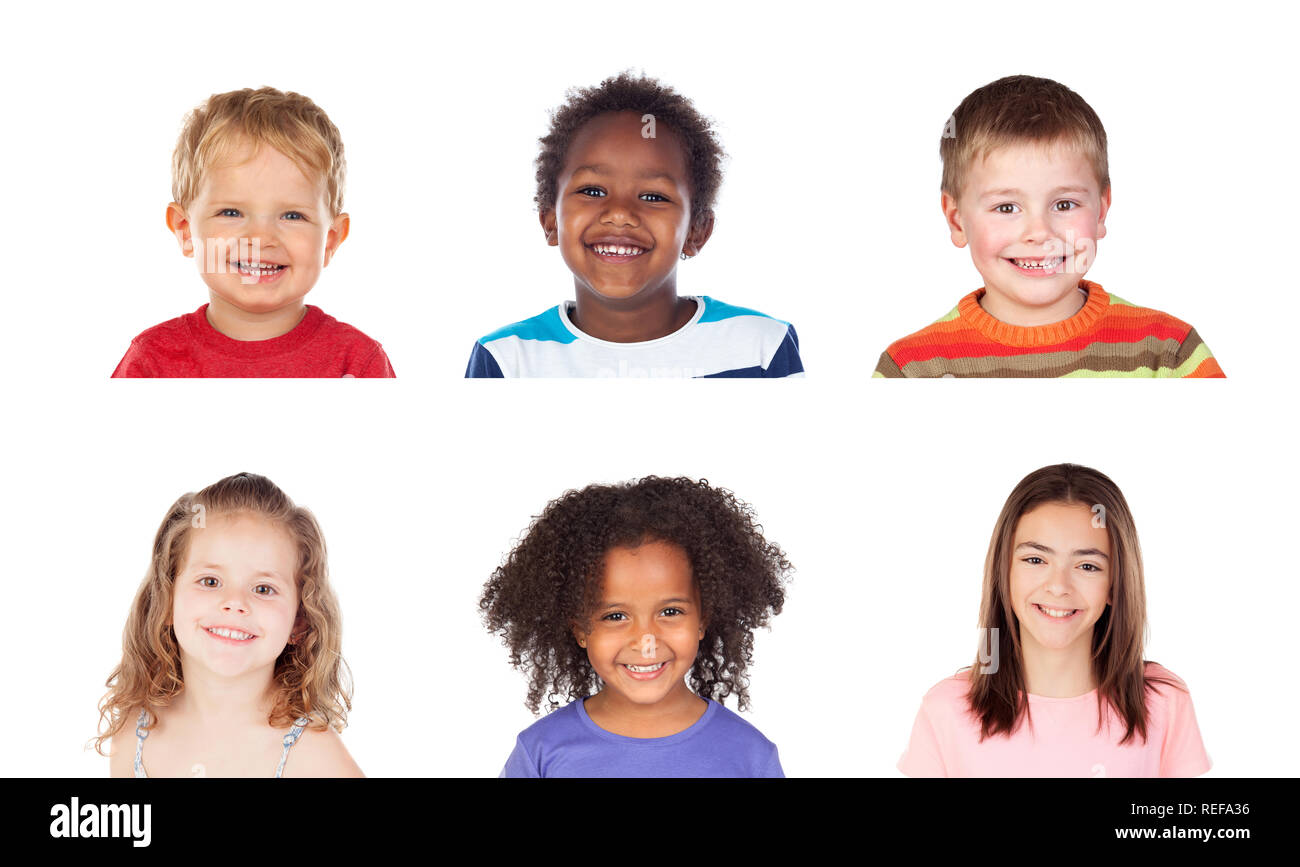 Collage kids different face expression hi-res stock photography and ...