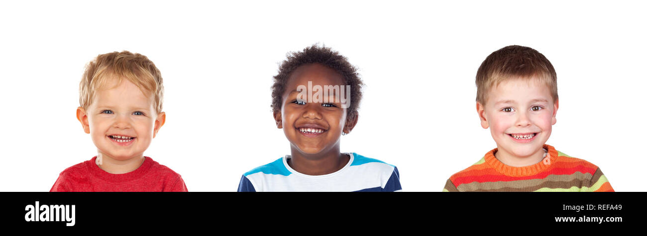 Different children laughing isolated on a white background Stock Photo ...