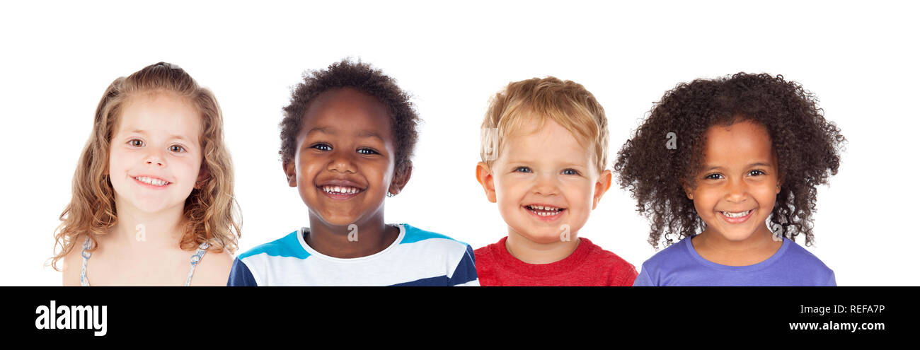 Different children laughing isolated on a white background Stock Photo ...