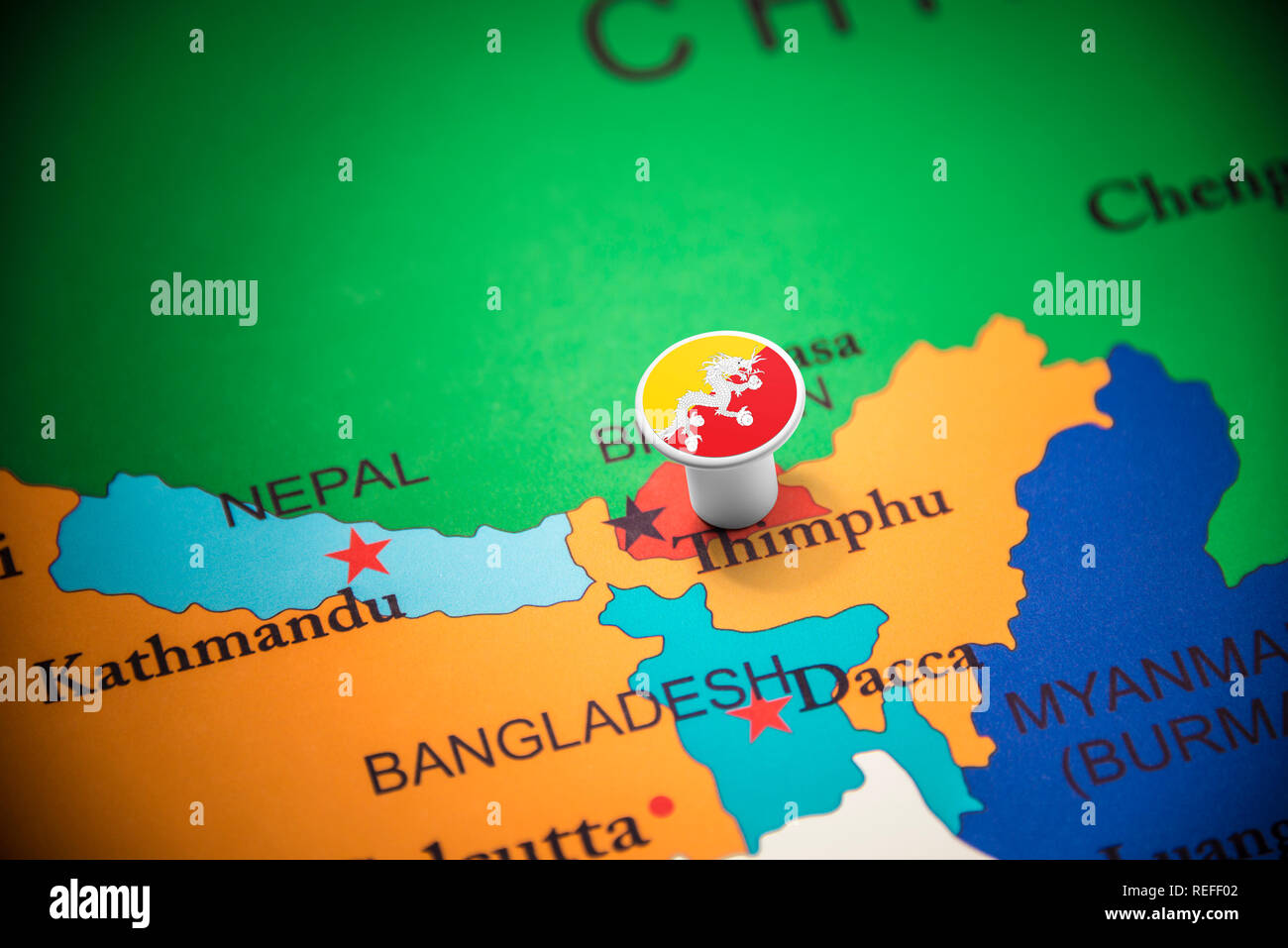Bhutan Map Flag High Resolution Stock Photography and Images - Alamy