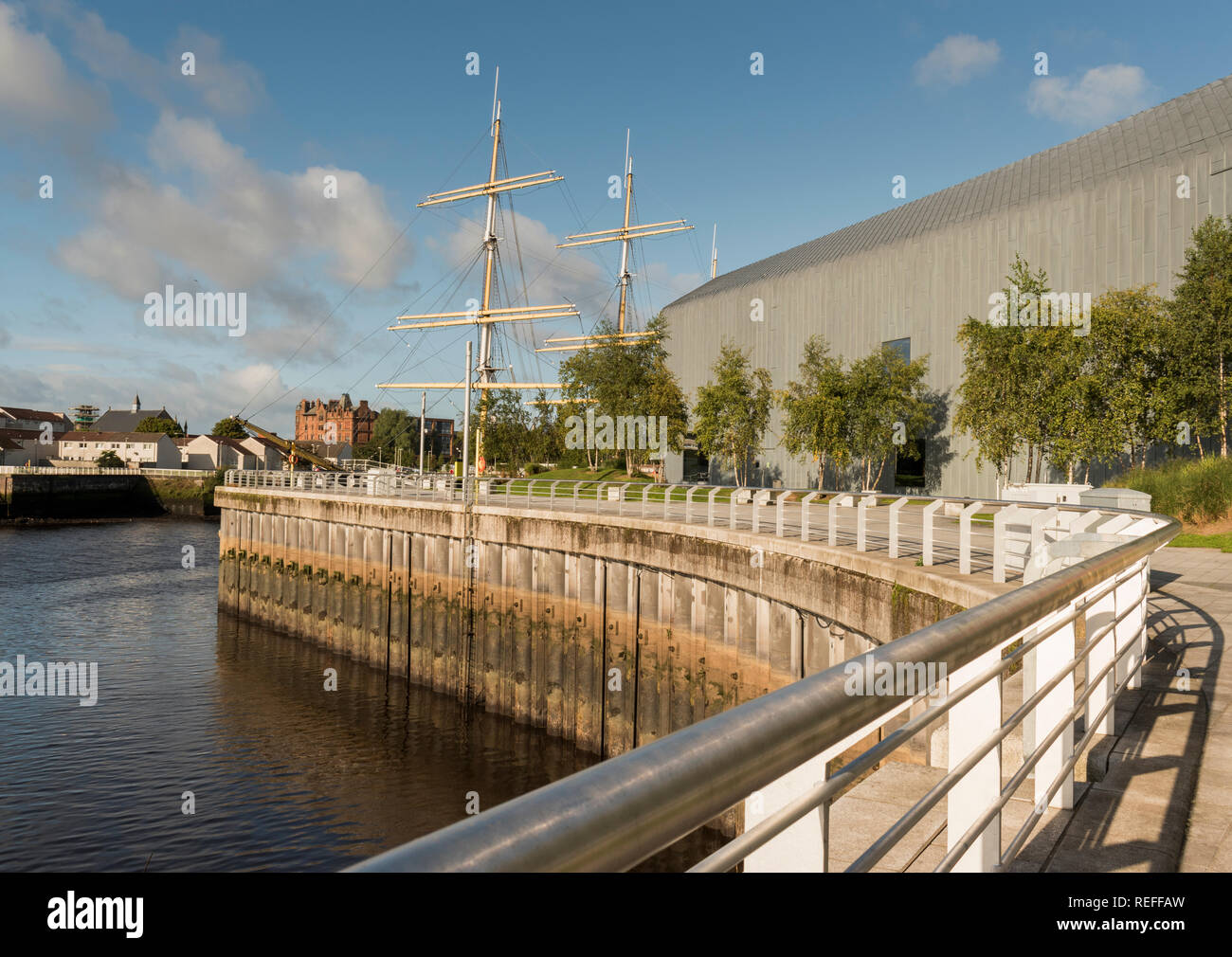 Pointhouse Quay in Glasgow where the tall ship Glenlee is moored ...