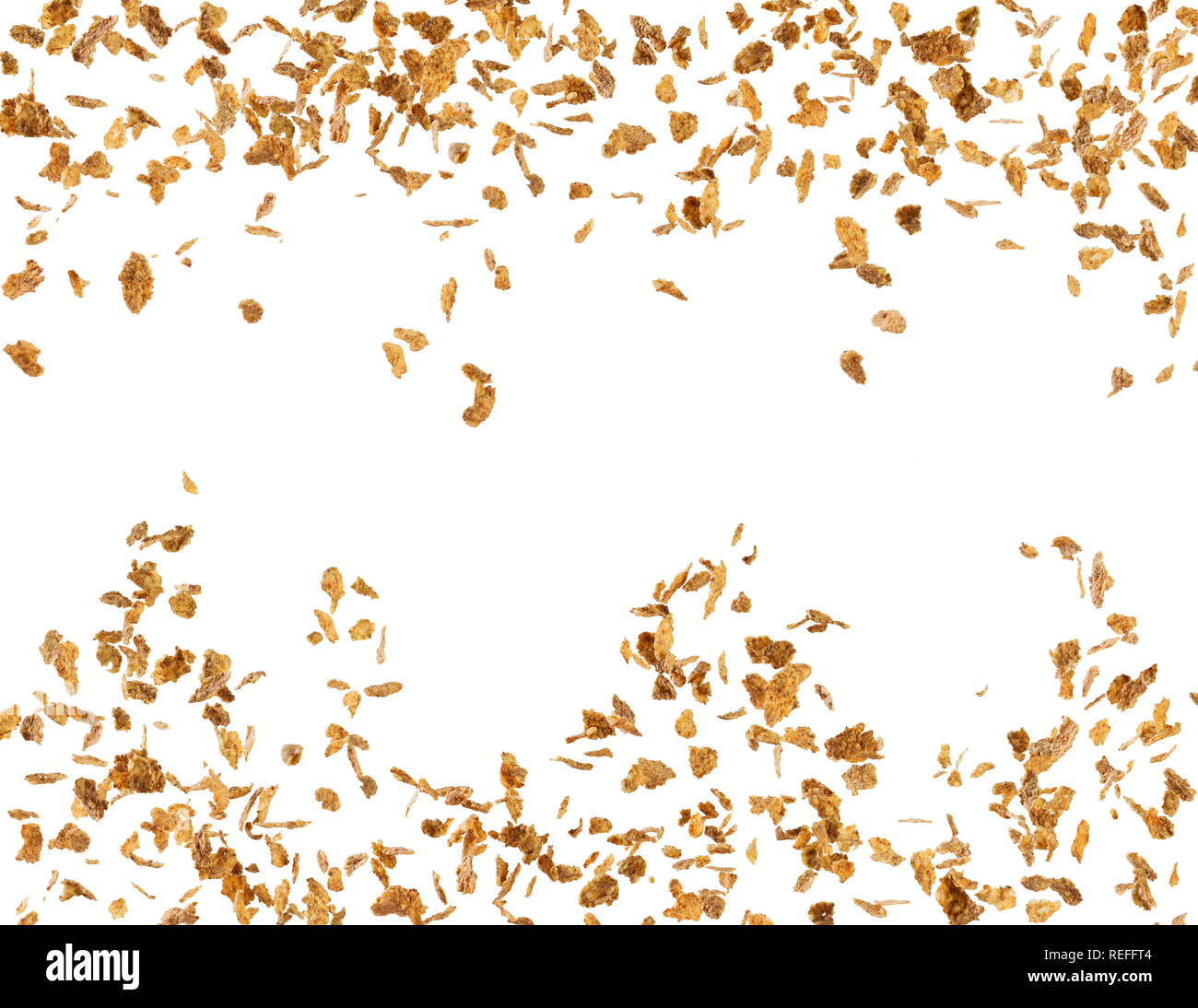 Falling corn flakes isolated on white background Stock Photo - Alamy