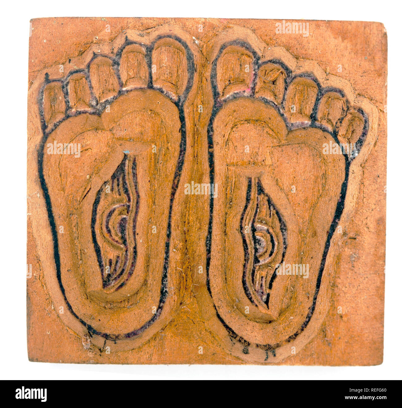 wooden block for printing two feet isolated Stock Photo - Alamy