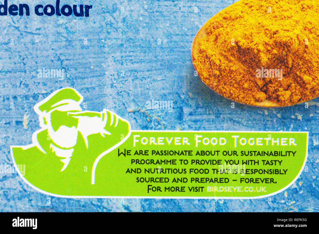 information on packet of Birds Eye Fish Fingers Stock Photo - Alamy