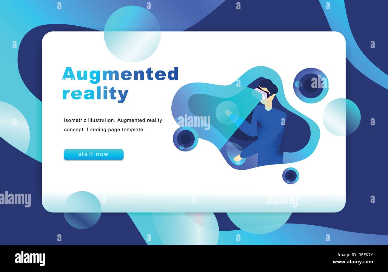 Isometric augmented virtual reality concept. Website Template Stock ...