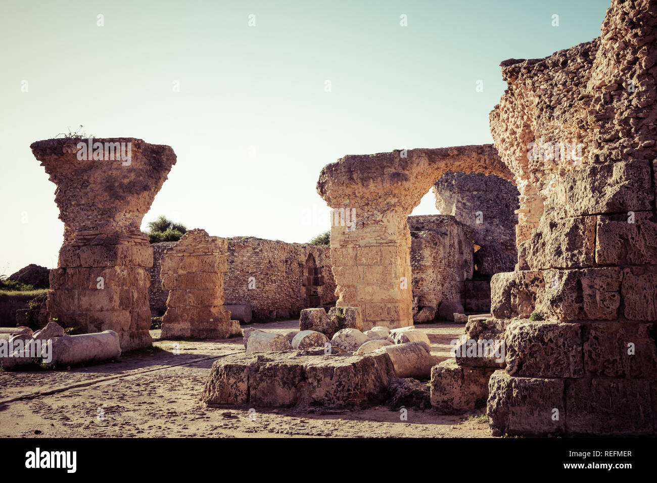 Ruins of the ancient Carthage city, Tunis, Tunisia, North Africa Stock ...