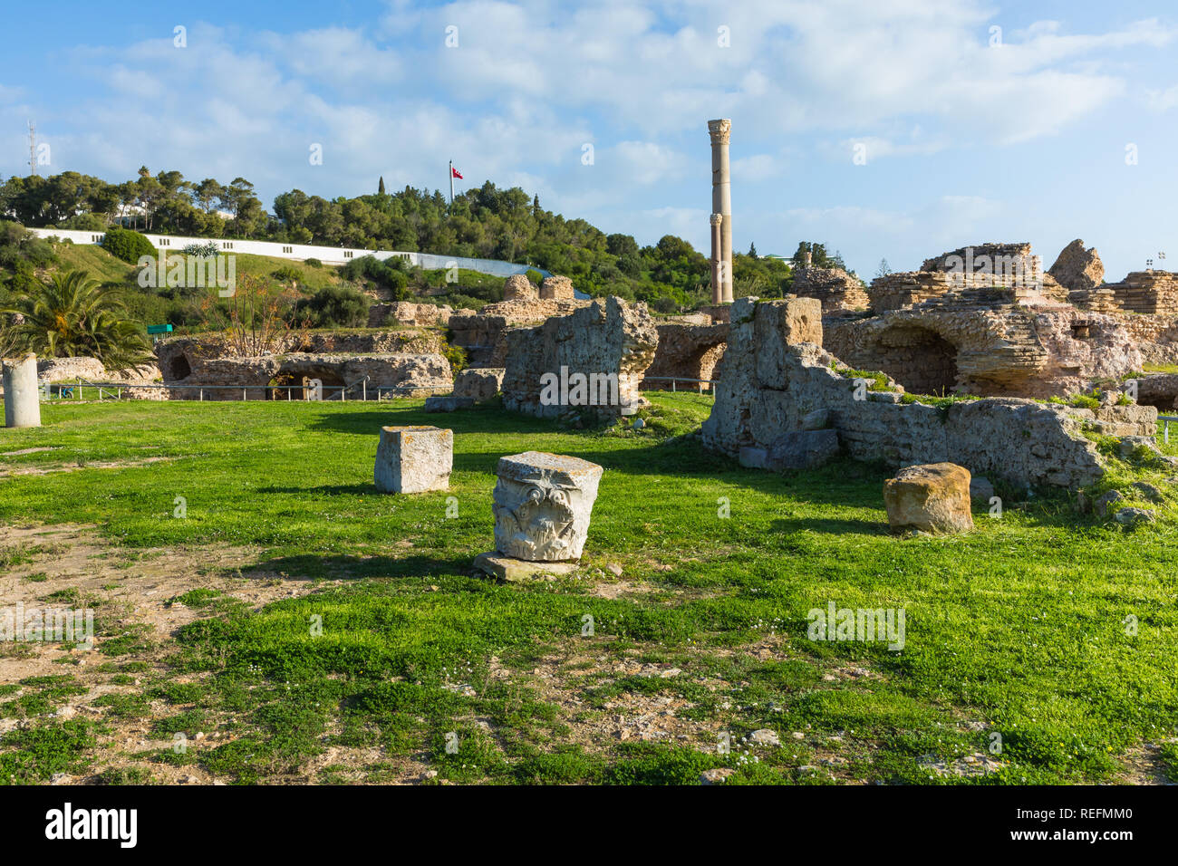 Pillar carthage tunisia old city roman baths hi-res stock photography ...