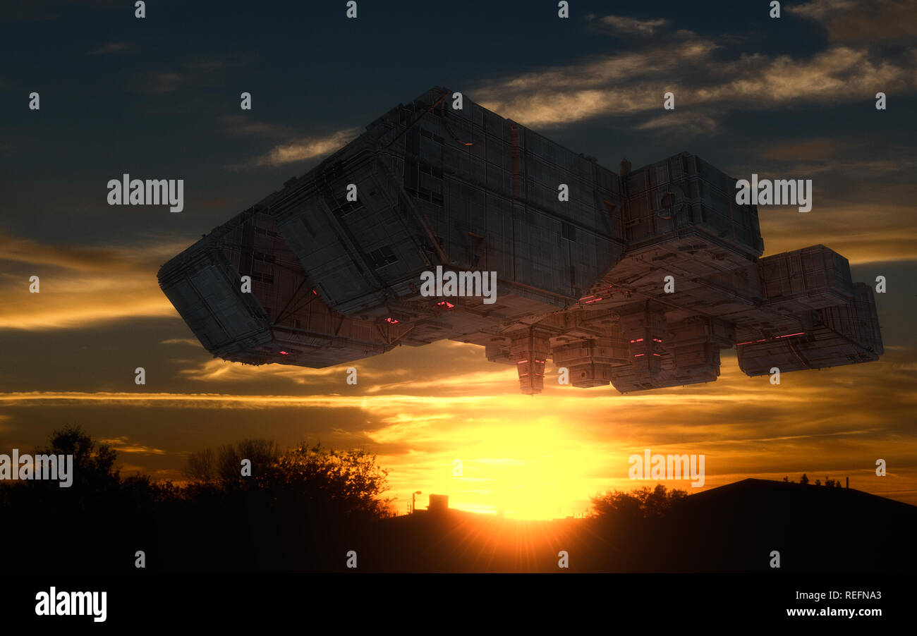 3d render. Futuristic spaceship concept Stock Photo - Alamy