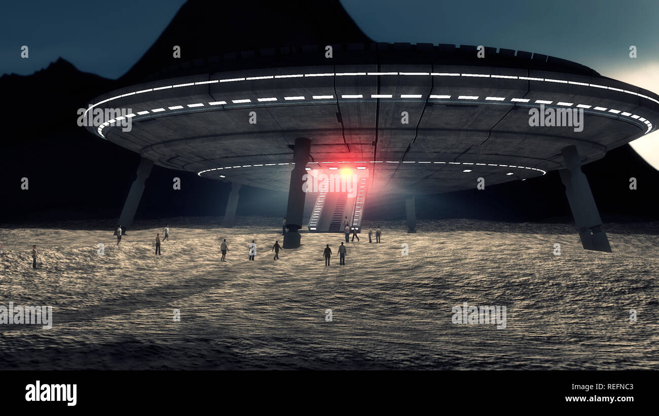 3d render. Futuristic spaceship concept Stock Photo - Alamy