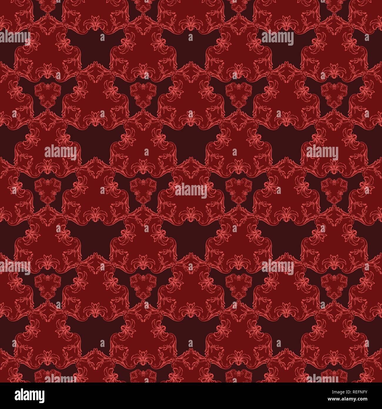 Seamless pattern with red damask ornament.Vector illustration. Vector ...