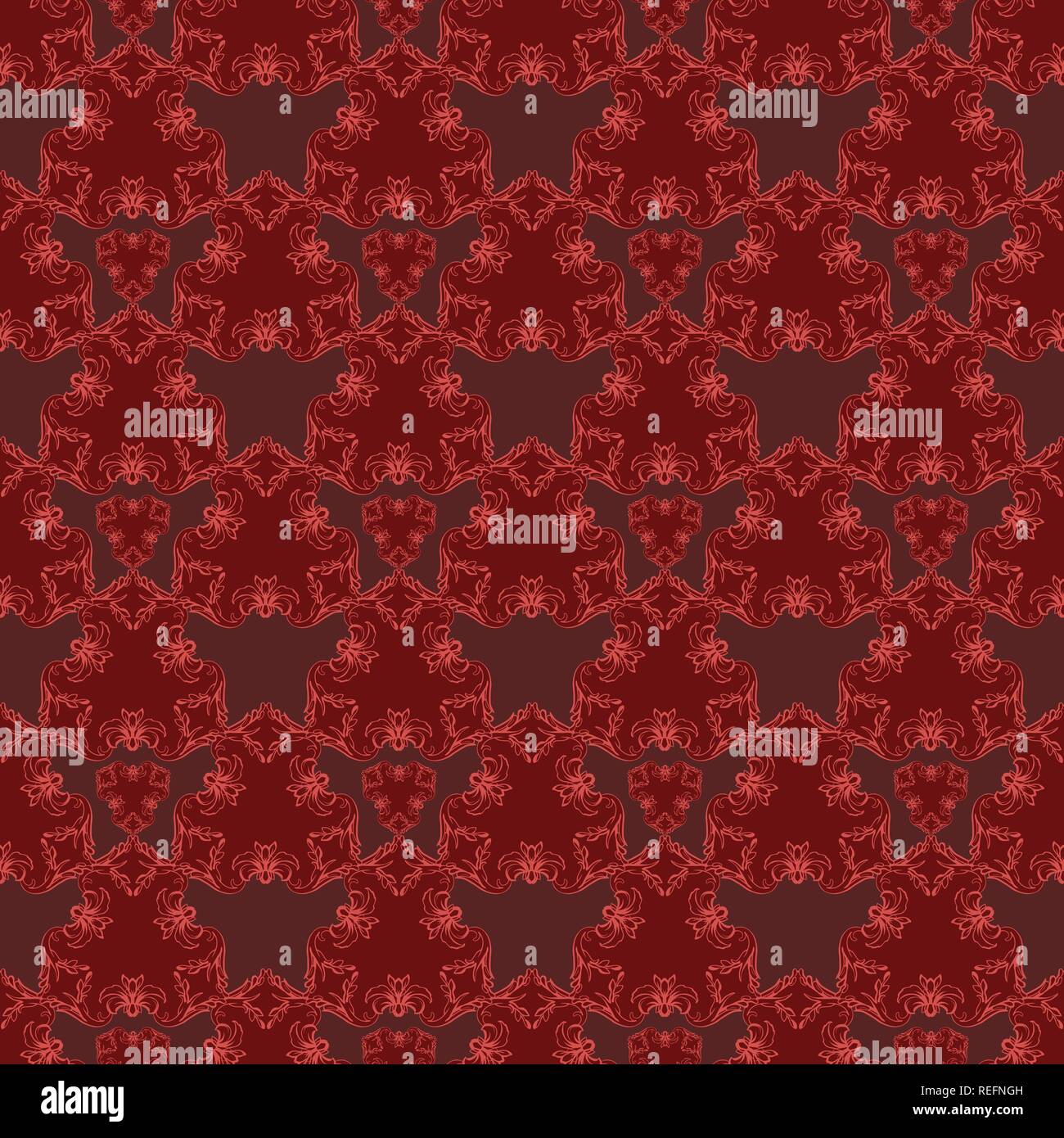 Seamless pattern with red damask ornament.Vector illustration. Vector ...