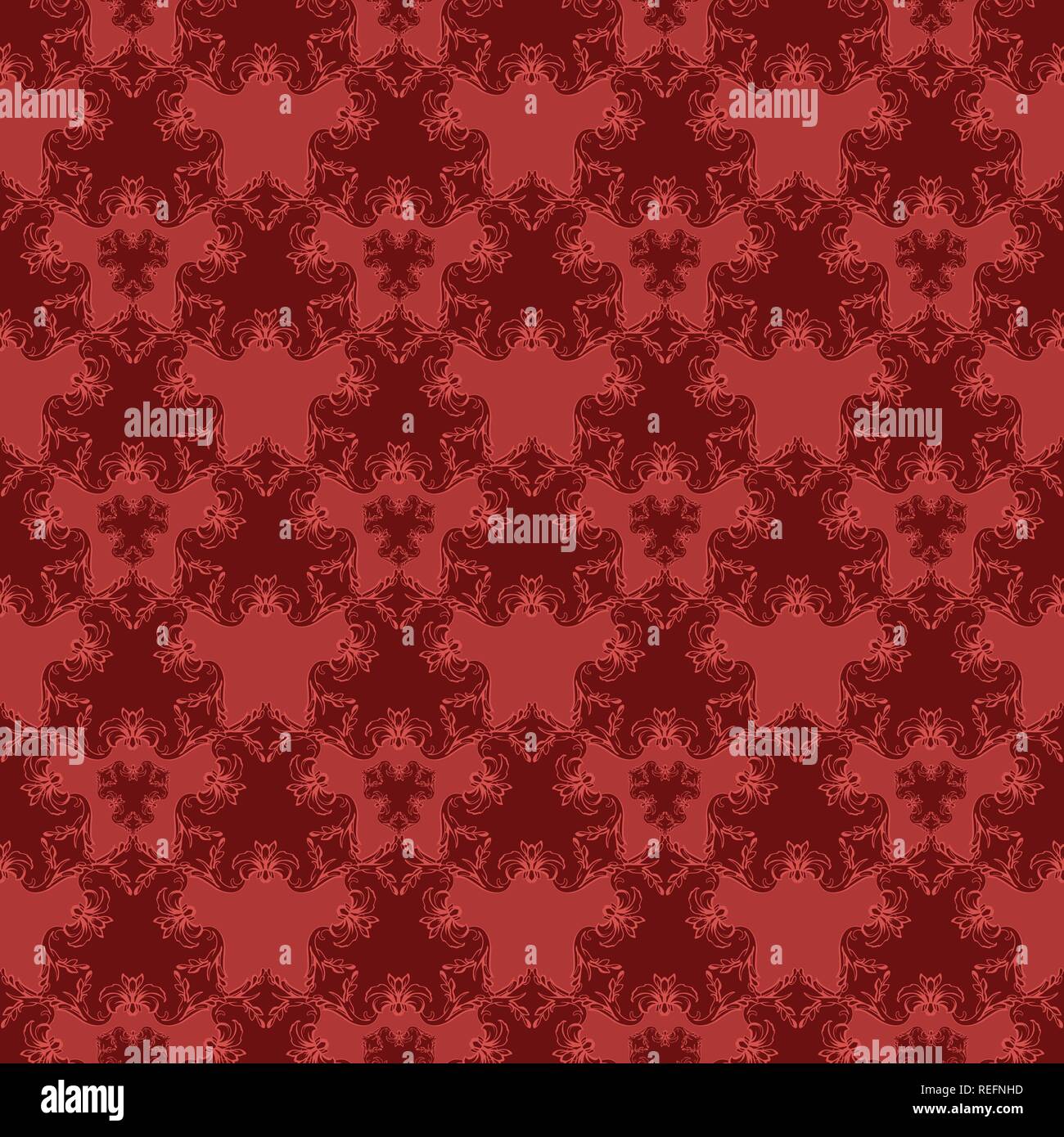 Seamless pattern with red damask ornament.Vector illustration. Vector ...