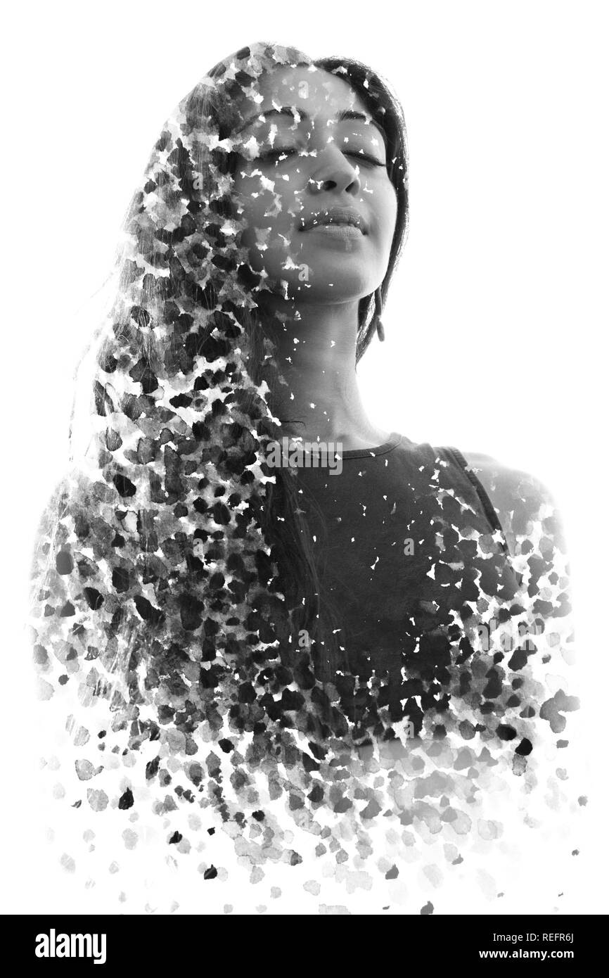 Portrait photography blends in with original artwork Stock Photo - Alamy