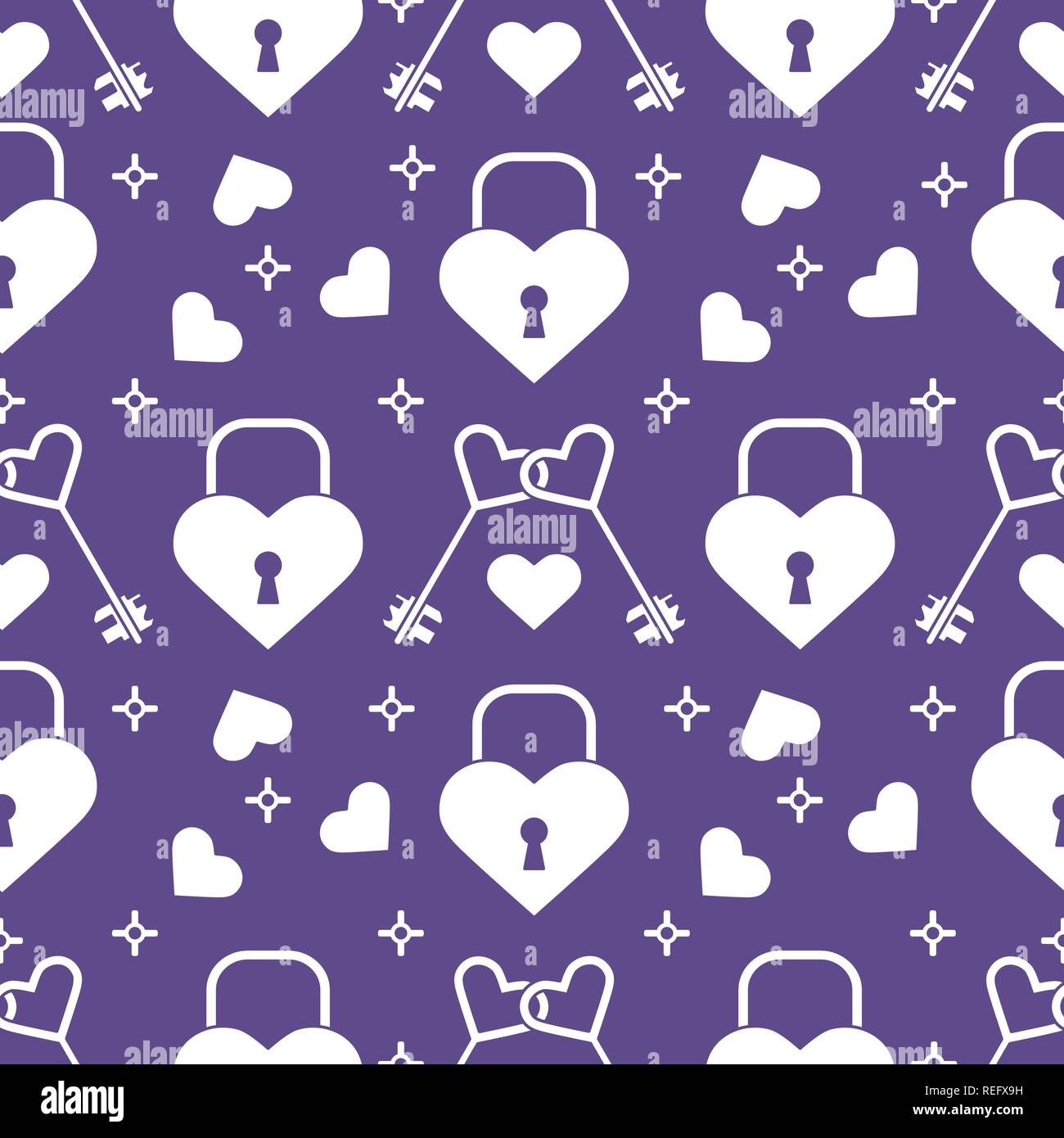 Seamless pattern with hearts, lock, keys in heart shape. Greeting card ...