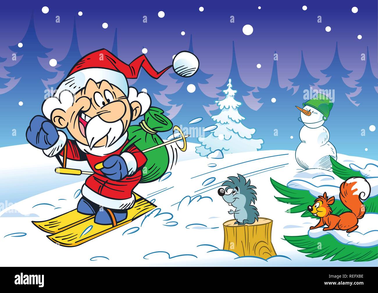 Snow covered december forest Stock Vector Images - Alamy