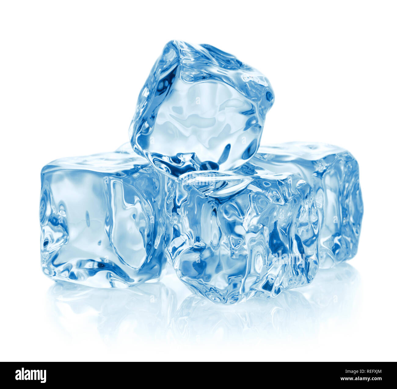 heap of blue ice cubes isolated on white background Stock Photo - Alamy