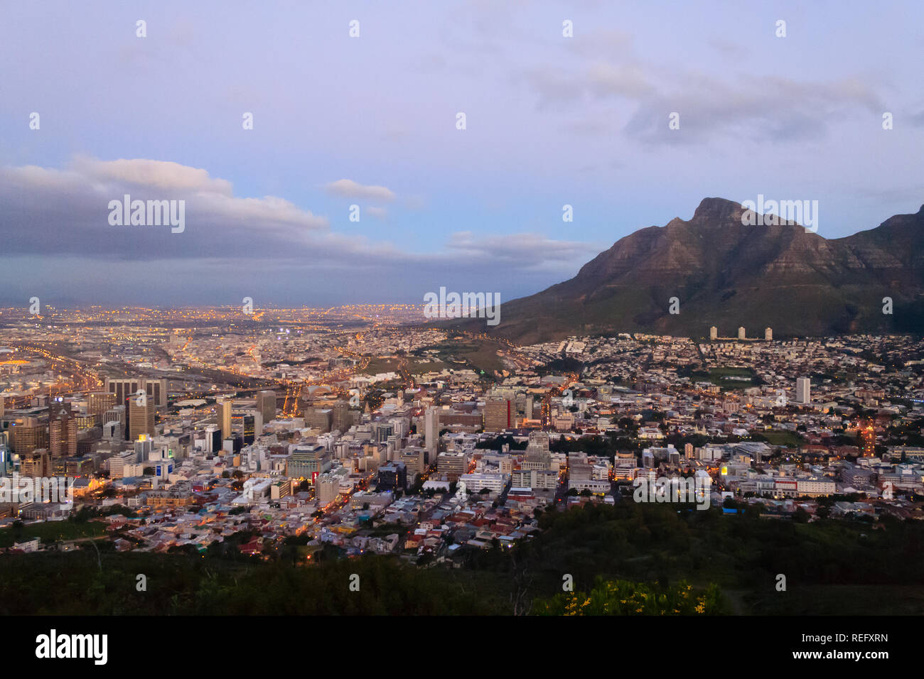 Aerial view of Cape Town from Signal Hill. South Africa modern city ...