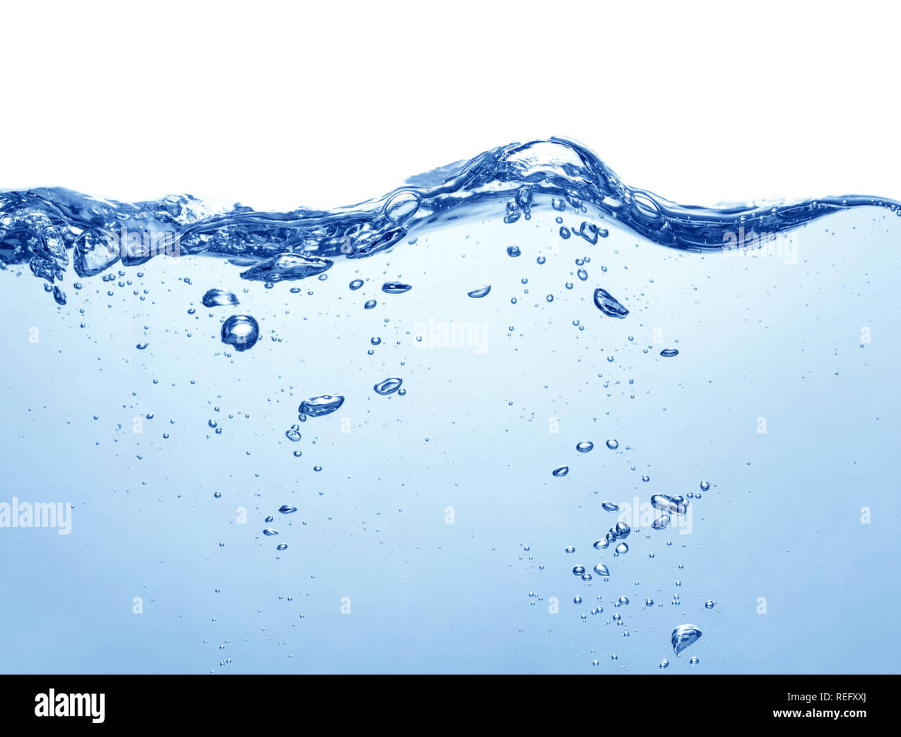 water surface with bubbles and splashes isolated on white background ...
