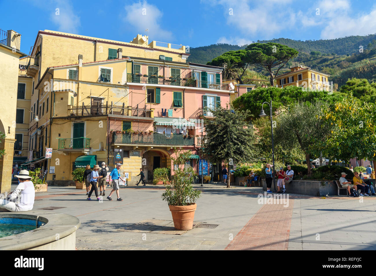 Monterosso al mare, Italy - October 13, 2018: On the street in ...