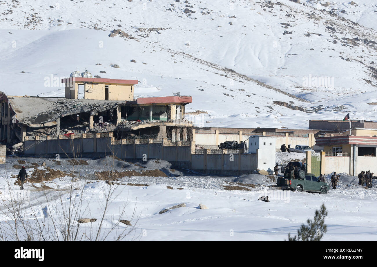 Maidan Shar, Afghanistan. 21st Jan, 2019. Afghan security force members ...