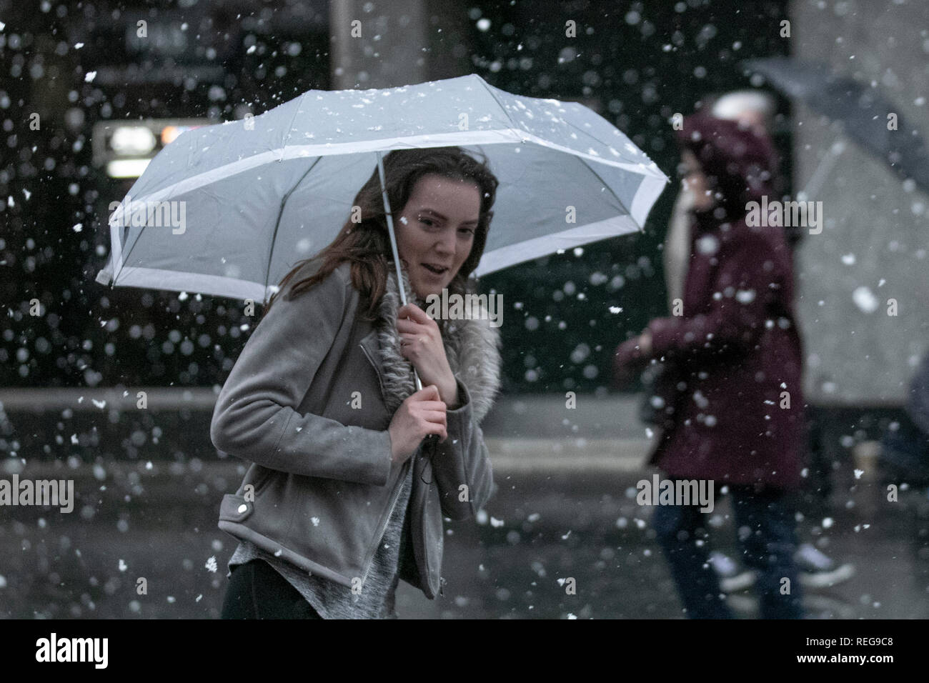 Southport, Merseyside. 22nd Jan, 2019. UK Weather. Sleet showers, wet ...